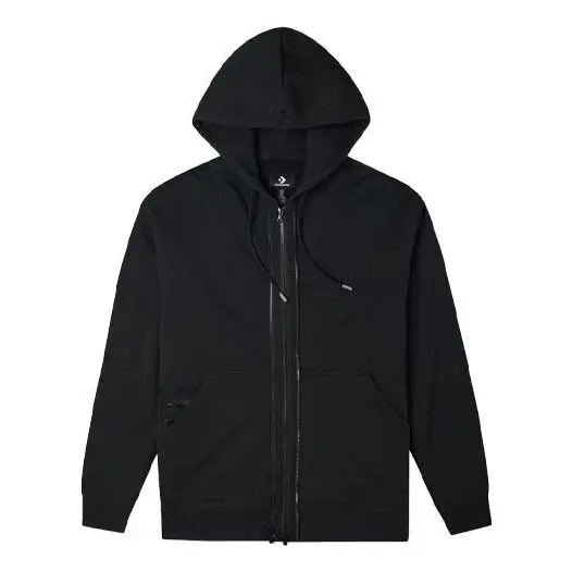 CONVERSE Long Sleeve Hooded Jacket With Zipper - Black