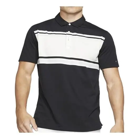 Nike Nikedri-fit Player Stripe Golf Lapel Short Sleeve Polo Shirt - Black