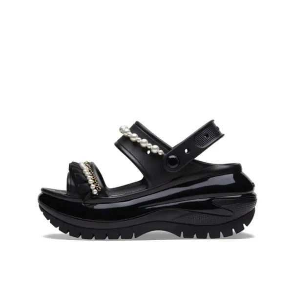 CROCS Mega Crush Pearl Ruffle Sandal - Black