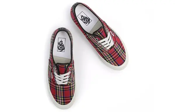 VANS Authentic 44 Dx "red Brown Blue" Plaid Low Top Sneakers - Red/brown/blue