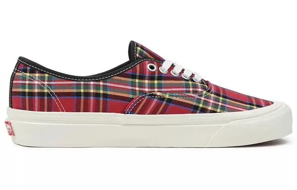 VANS Authentic 44 Dx "red Brown Blue" Plaid Low Top Sneakers - Red/brown/blue