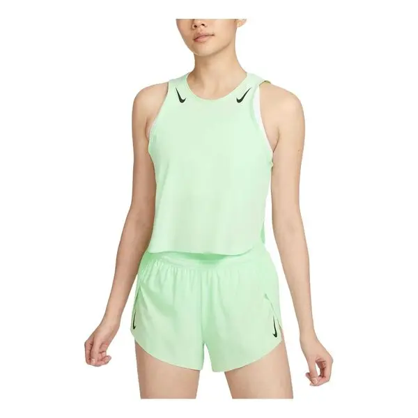 Nike Aeroswift Dri-fit Adv Cropped Running Tank - Vapor Green/black