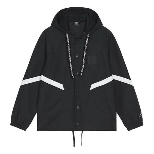 NEW BALANCE Logo Alphabet Printing Contrasting Colors Hooded Jacket - Black