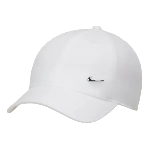 Nike Dri-fit Club Cap With Metallic Swoosh Logo - White