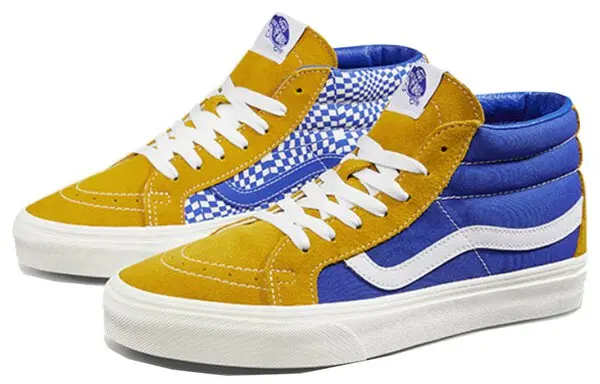 VANS Sk8-mid Suede And Canvas Sneakers - Yellow/blue