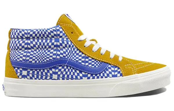 VANS Sk8-mid Suede And Canvas Sneakers - Yellow/blue