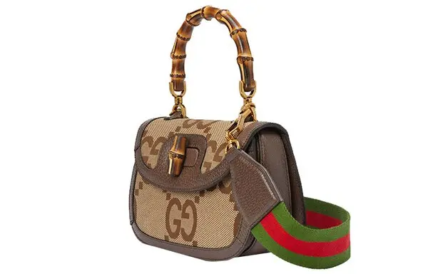 Gucci Bamboo 1947 Jumbo Gg Small Top Handle Bag 'beige Brown