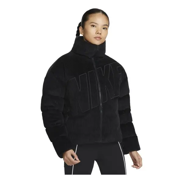 Nike Essential Therma-fit Oversize Corduroy Down Jacket - Black