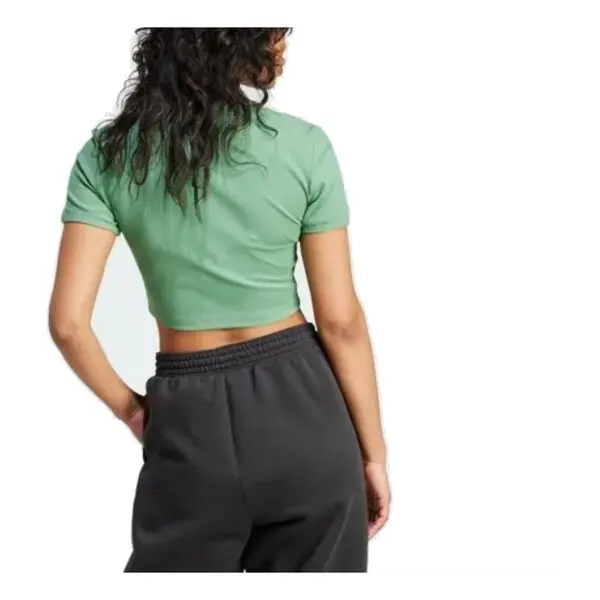 Adidas Originals Essential Ribbed Cropped T-shirt - Green/white