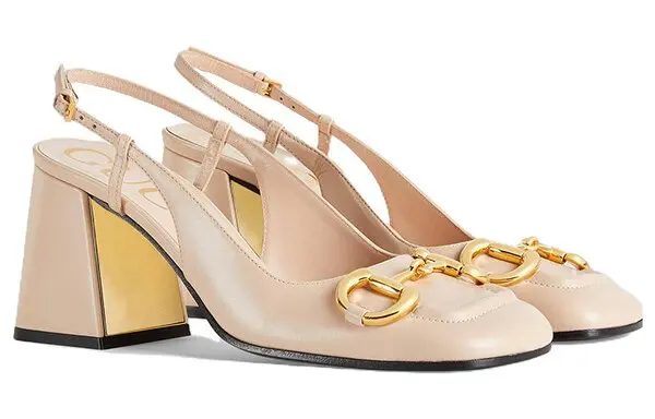 Gucci Horsebit Mid Heel Slingback - Neutral