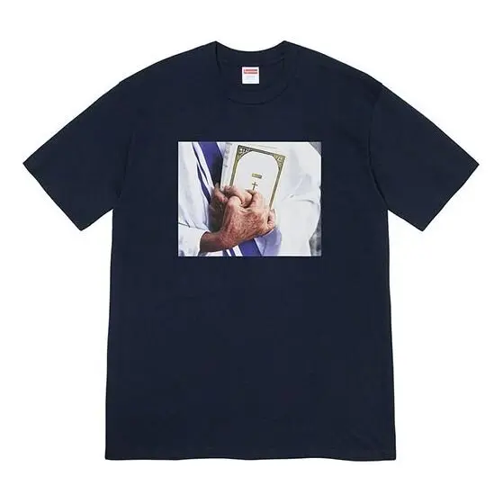 Supreme Fw19 Week 7 Bible Tee Printing Short Sleeve Navy - Blue