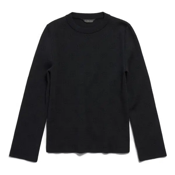 Balenciaga Bb Allover Cropped Sweater - Black