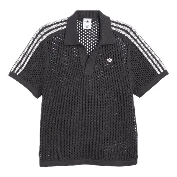 Adidas X Clot Fw24 Crochet Polo Shirt Asia Sizing 'carbon - Charcoal