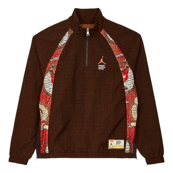 JORDAN X Maison Chateau Rouge Crossover Printing Splicing Half Zipper Stand Collar Jacket - Default Color