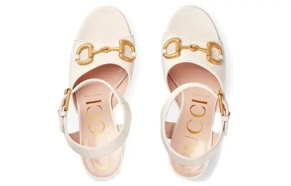 Gucci Ankle-strapped Platform Sandals With Horsebit Detail - White