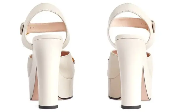 Gucci Ankle-strapped Platform Sandals With Horsebit Detail - White