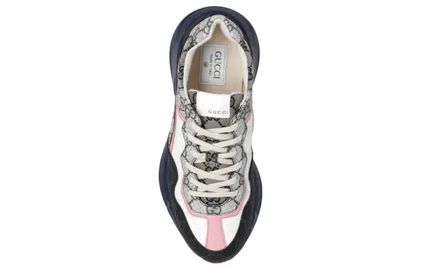 Gucci Rhyton Low Top Sneakers With Monogram Pattern - Beige/blue