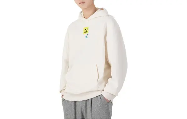 PUMA Graphic Logo Oversized Hoodie - White