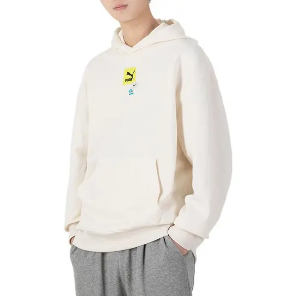 PUMA Graphic Logo Oversized Hoodie - White