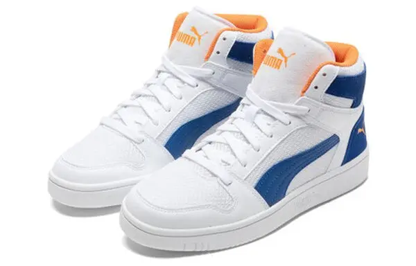 PUMA Rebound Layup Mid Top Sneakers - White/blue