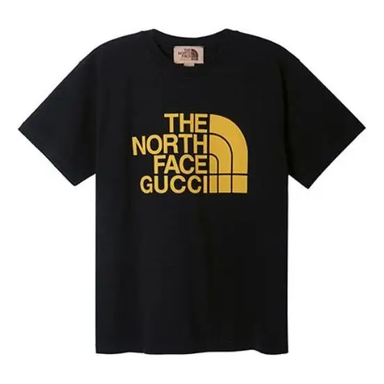 Gucci X The North Face Crossover Alphabet Logo Printing Loose Round Neck Short Sleeve T-shirt - Black