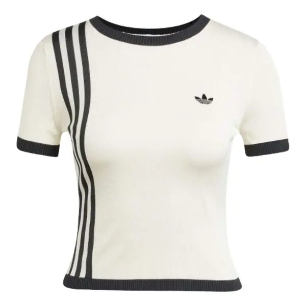 Adidas Knitted 3-stripes Short Sleeve T-shirt - White
