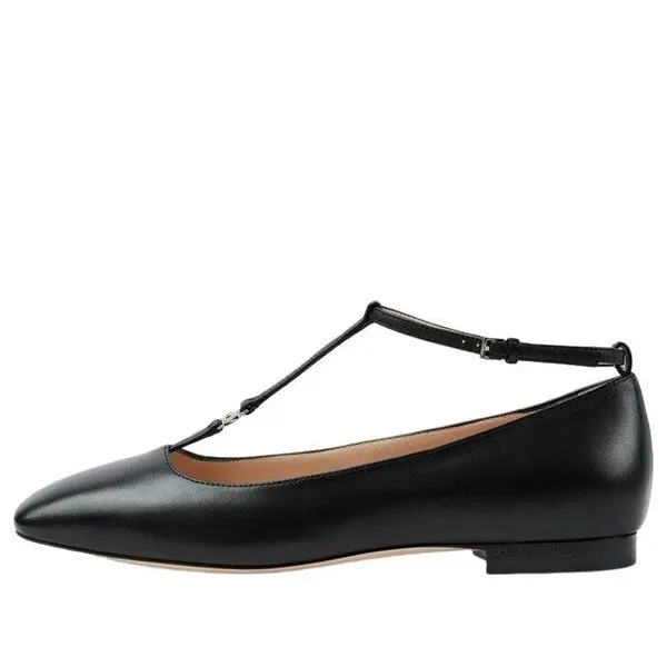 Gucci Monogram Leather Ballet Flats - Black