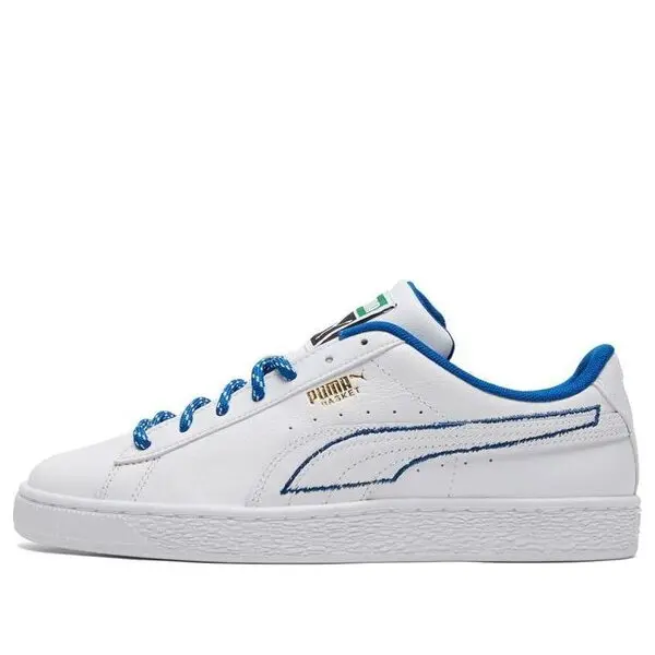 PUMA Basket New Heritage Lace-up Sneakers - White/blue
