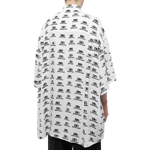 Balenciaga Bb Logo Oversized Shirt 'white Black