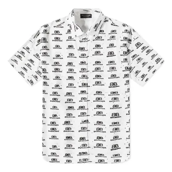 Balenciaga Bb Logo Oversized Shirt 'white Black - White/black