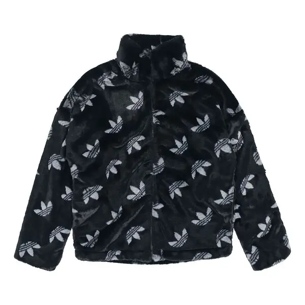 Adidas Originals Logo Stand Collar Faux Fur Jacket - Default Color