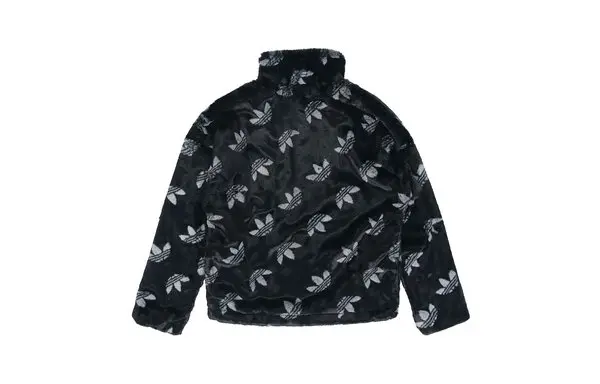 Adidas Originals Logo Stand Collar Faux Fur Jacket