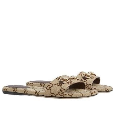 Gucci Horsebit Slide Sandals - Beige/brown