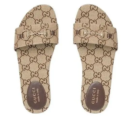 Gucci Horsebit Slide Sandals - Beige/brown