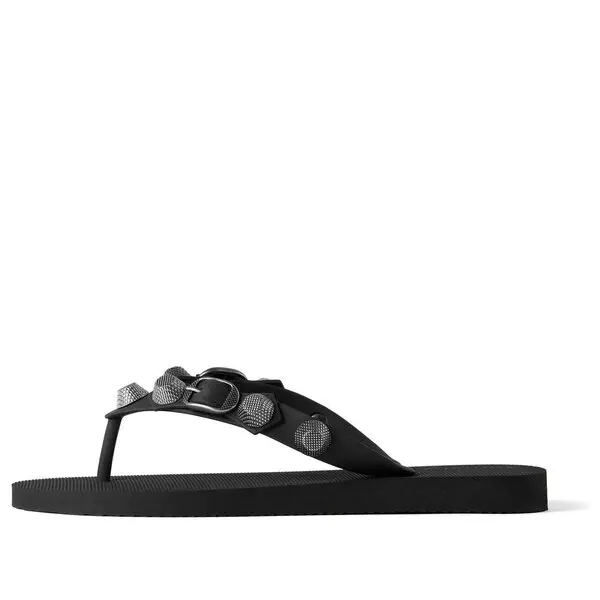 Balenciaga Cagole Thong Sandals With Embellishments - Black