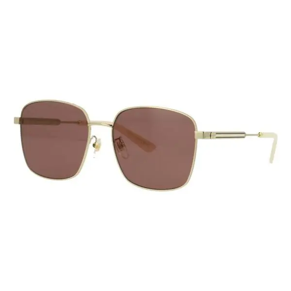 Gucci Square Frame Metallic Sunglasses - Dark Brown