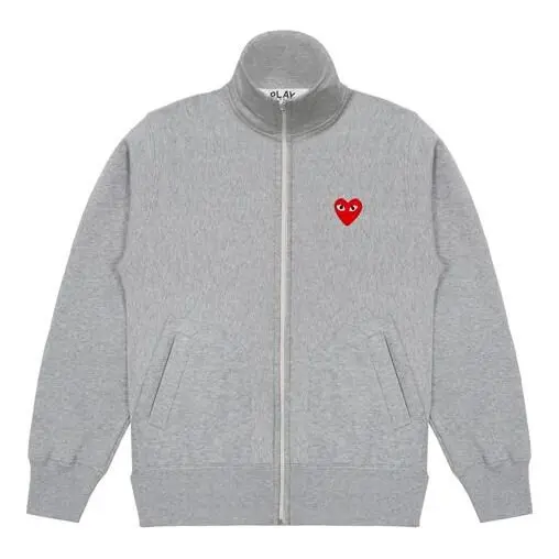 Play Comme Des Garcon Zip Up Crewneck Sweatshirt - Grey