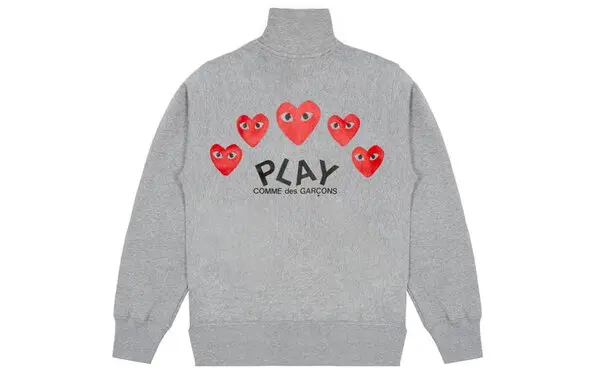 Play Comme Des Garcon Zip Up Crewneck Sweatshirt
