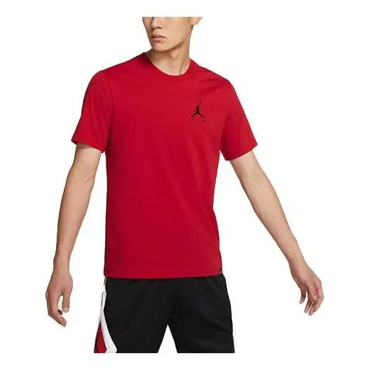 JORDAN Air Jumpman Logo Embroidered Knit Sports Short Sleeve - Red