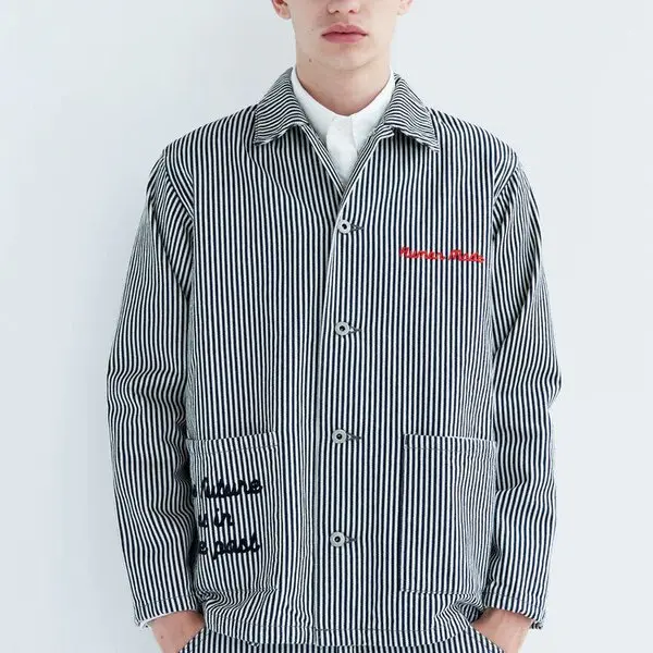 HUMAN MADE Indigo Striped Coverall Jacket - Grey
