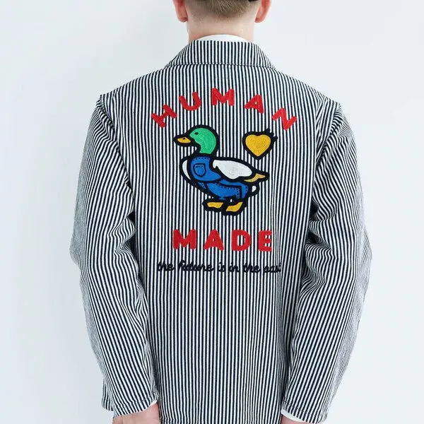 HUMAN MADE Indigo Striped Coverall Jacket - Grey