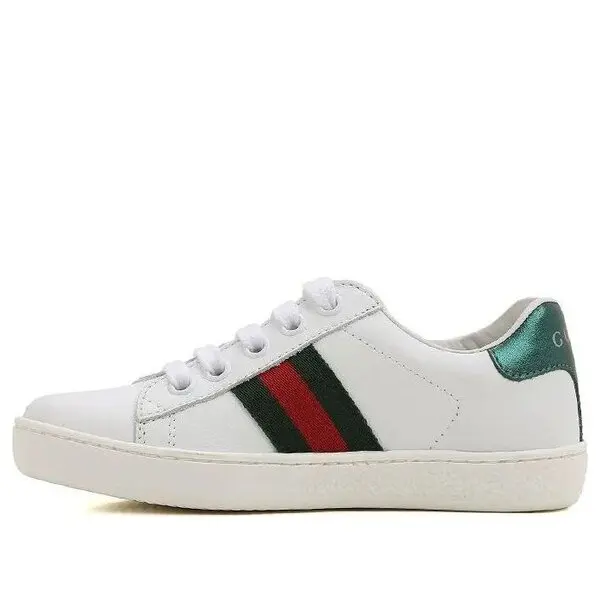 Gucci Ace Leather Sneaker With Web Detail - White