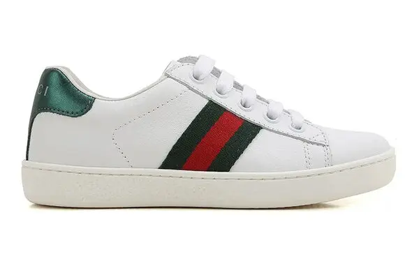 Gucci Ace Leather Sneaker With Web Detail - White