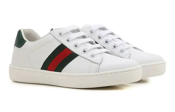 Gucci Ace Leather Sneaker With Web Detail - White