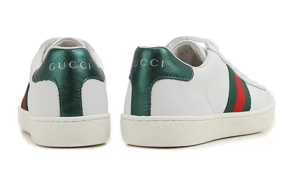 Gucci Ace Leather Sneaker With Web Detail - White