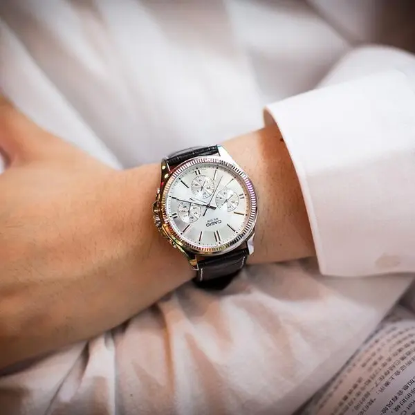 Casio Quartz Analog Watch With Leather Strap - White