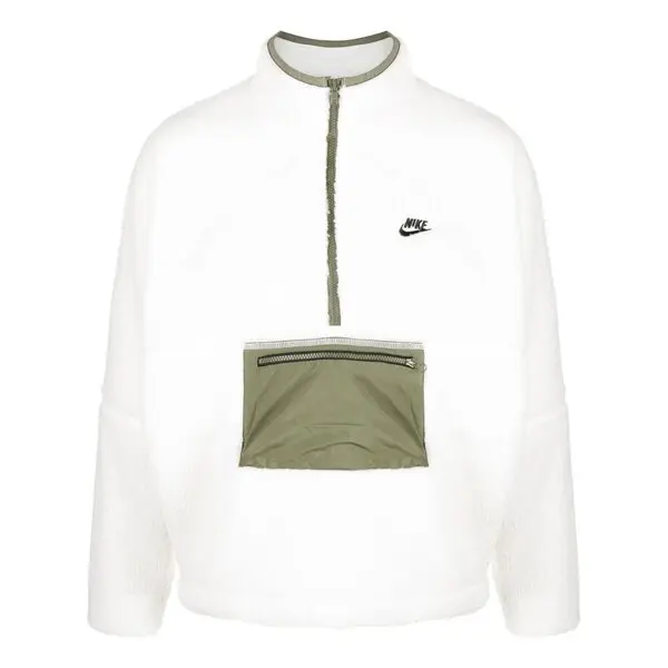 Nike Club Fleece Half-zip Anorak Plush Jacket - Sail/medium Olive