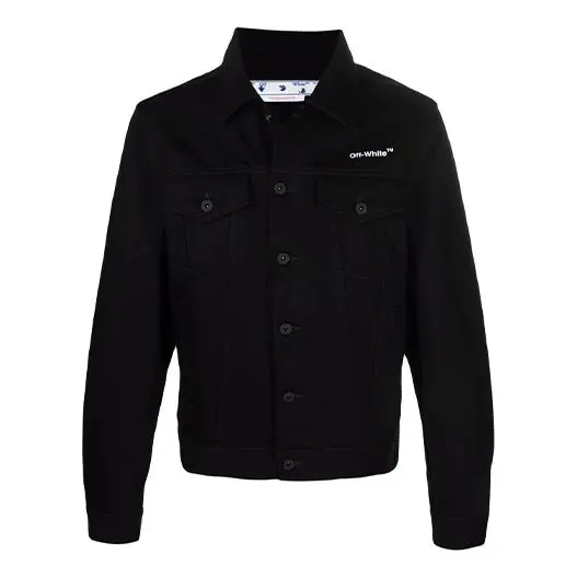 Off-White Ss22 Chest Logo Printing Denim Jacket - Black