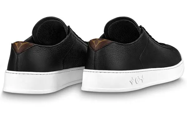 LOUIS VUITTON Black Leather Sneakers - Black/white/brown