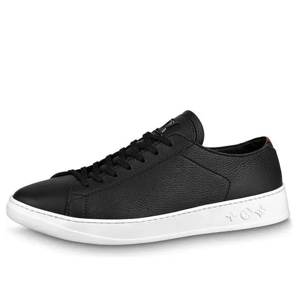 LOUIS VUITTON Black Leather Sneakers - Black/white/brown